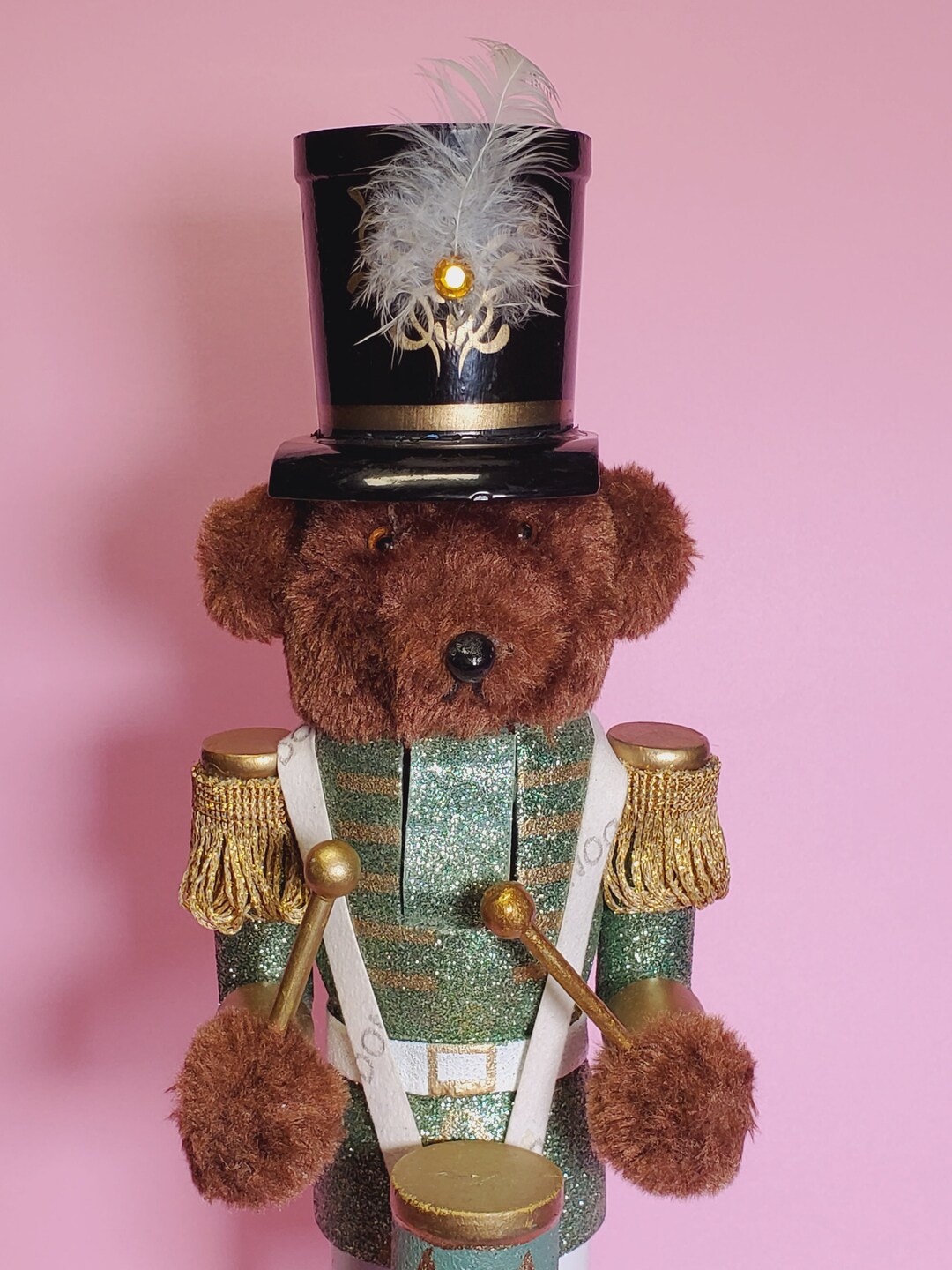 Vintage & Rare 'teddy Bear Drummer' Wooden Nutcracker 14 Tall/sparkly ...