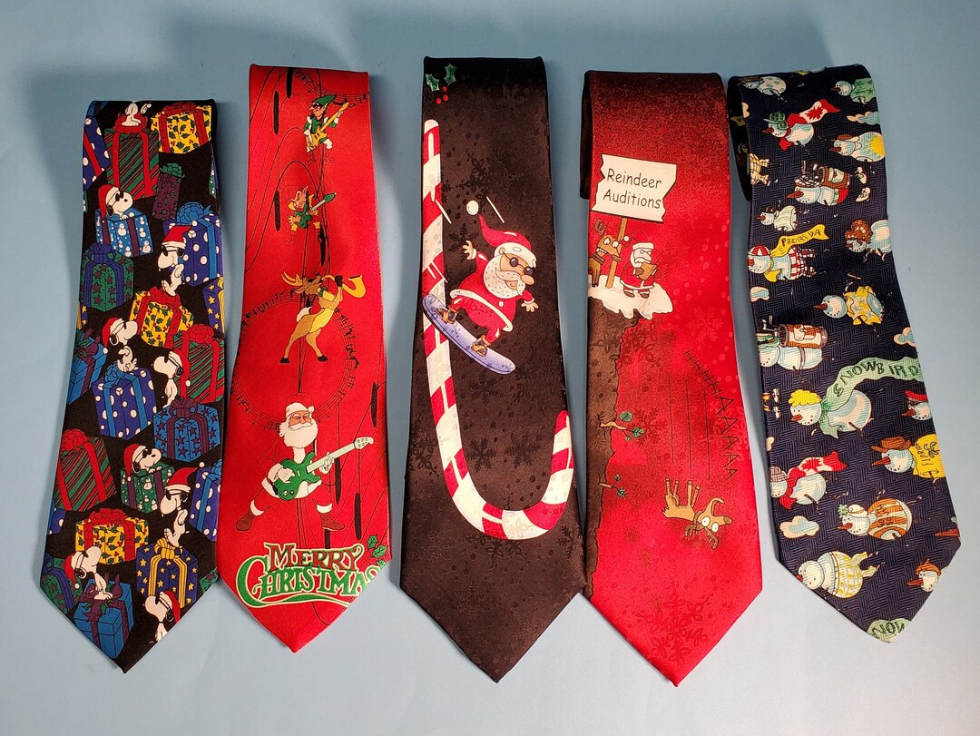 Holiday Neckties: Snoopy/rock & Roll Santa/surfing Santa/reindeer ...