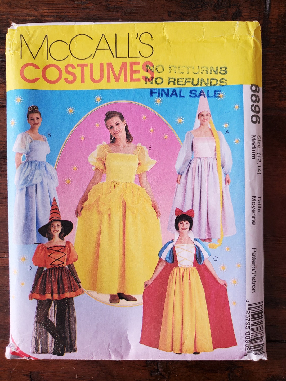 Mccall's Costumes Sewing Pattern 8896 Princess Sresses: Cinderella/snow ...