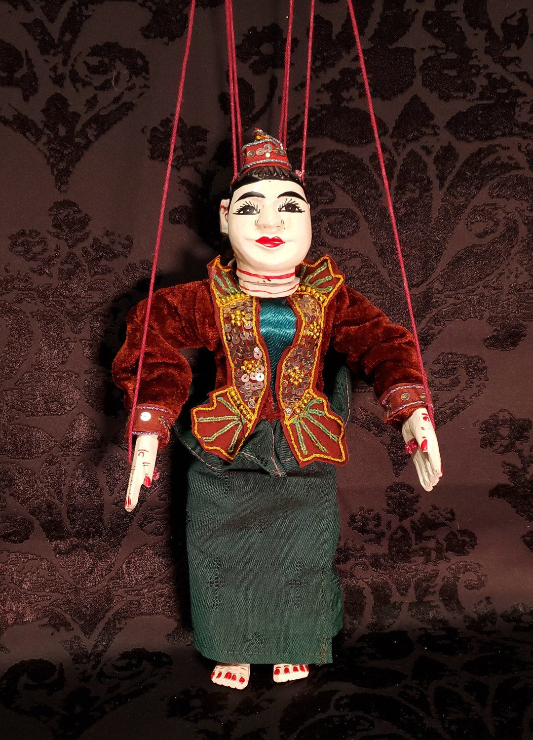 VTG Myanmar Puppet 'PRINCESS' or HANDMAIDEN Rare Woman Burmese Hand ...