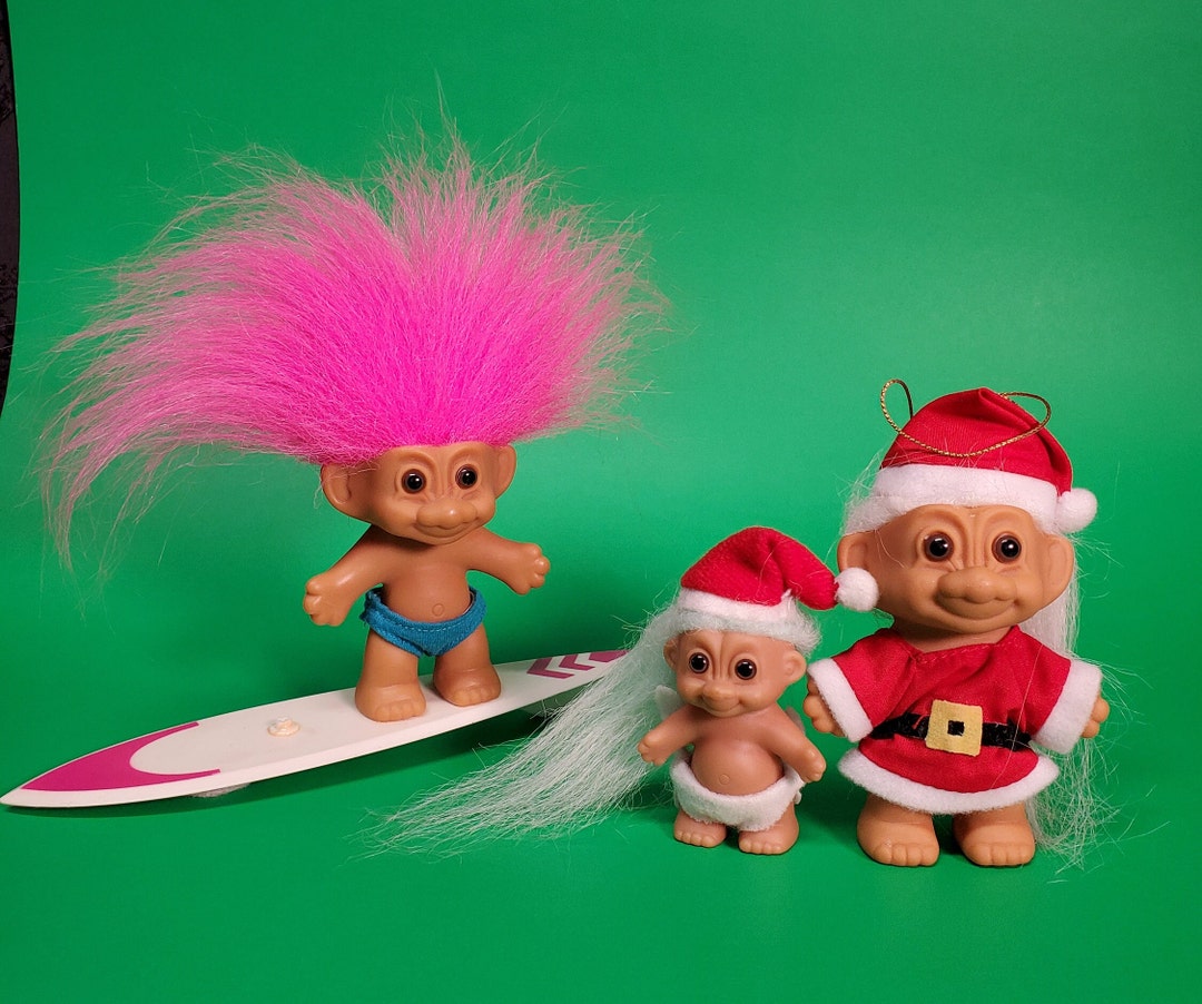 Vintage 1990s Russ Trolls 'SURFER' or 'SANTA & BABY Santa' Troll Dolls ...