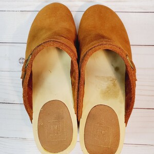 GAP 70s Style Wooden Clog in Brown/tan Suede Studded/buckle/ Pale Wood ...