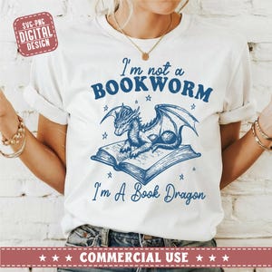 I'm Not a Bookworm I'm a Book Dragon Svg Png, Fantasy Readers Book Club ...