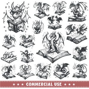 Book Dragon SVG PNG Bundle, Dragon Svg, Dragon Flying Svg, Dragon ...