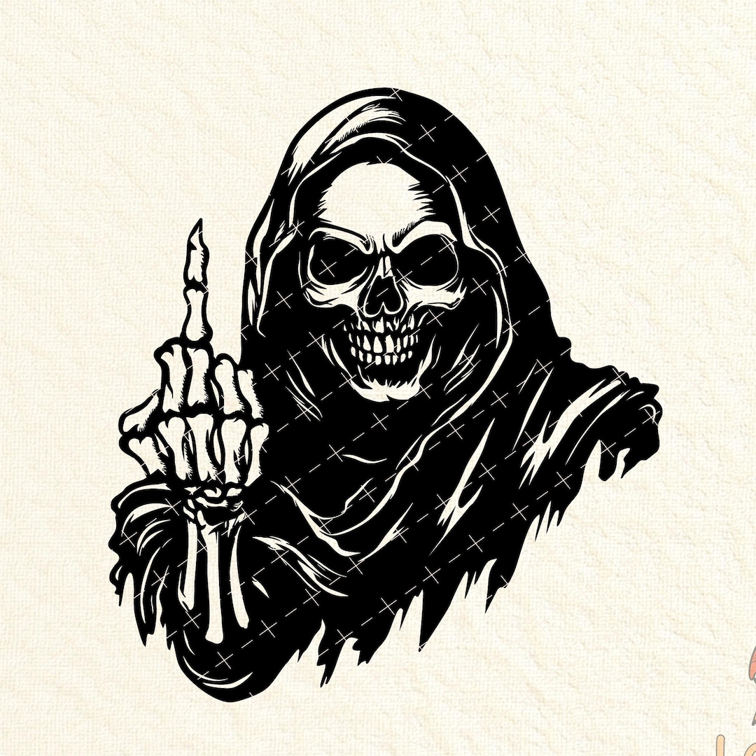 Grim Reaper Skeleton SVG PNG DXF, Grim Reaper Finger Skull Vector ...