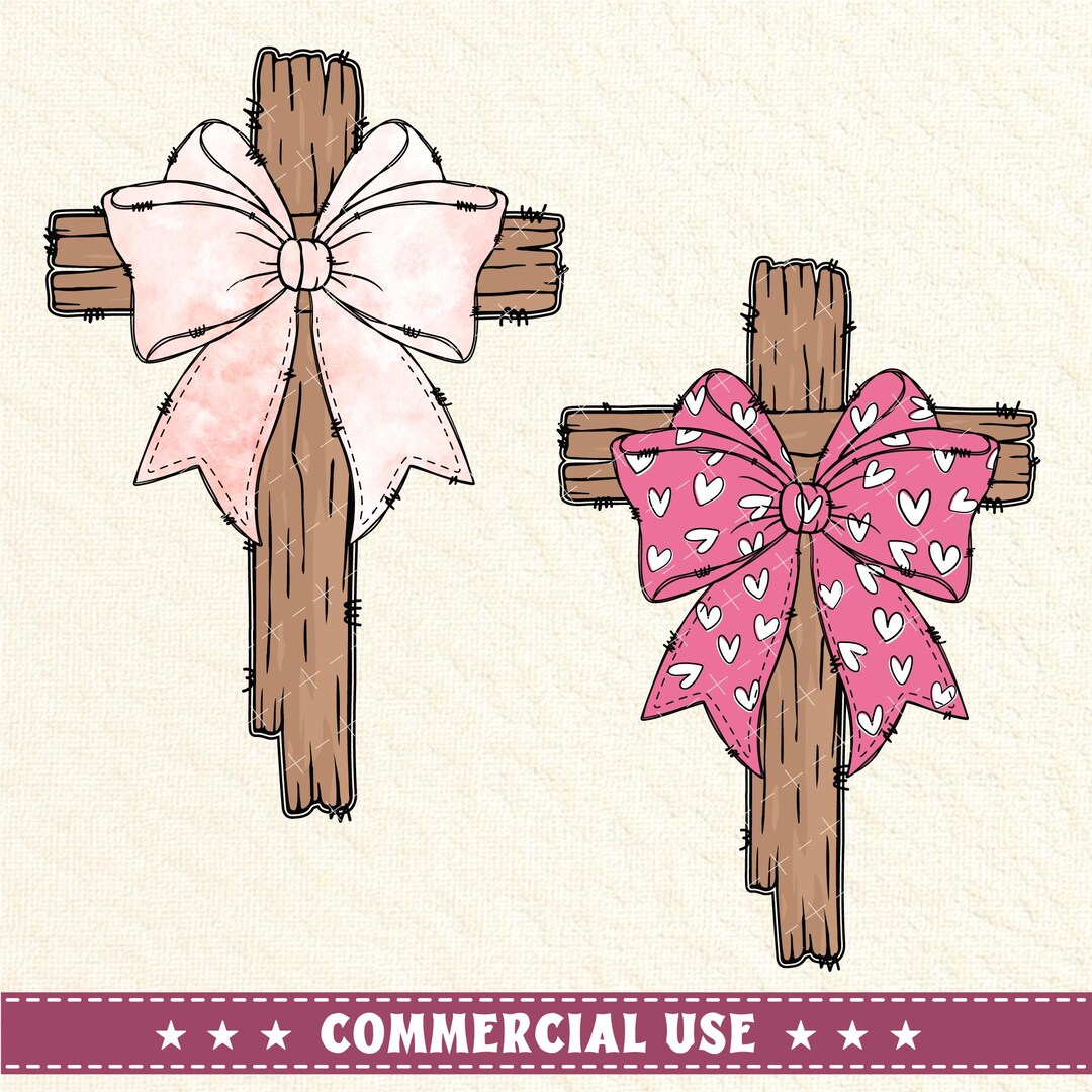 Christian Coquette Cross Png, Wood Cross With Bow Png, Faith-based ...