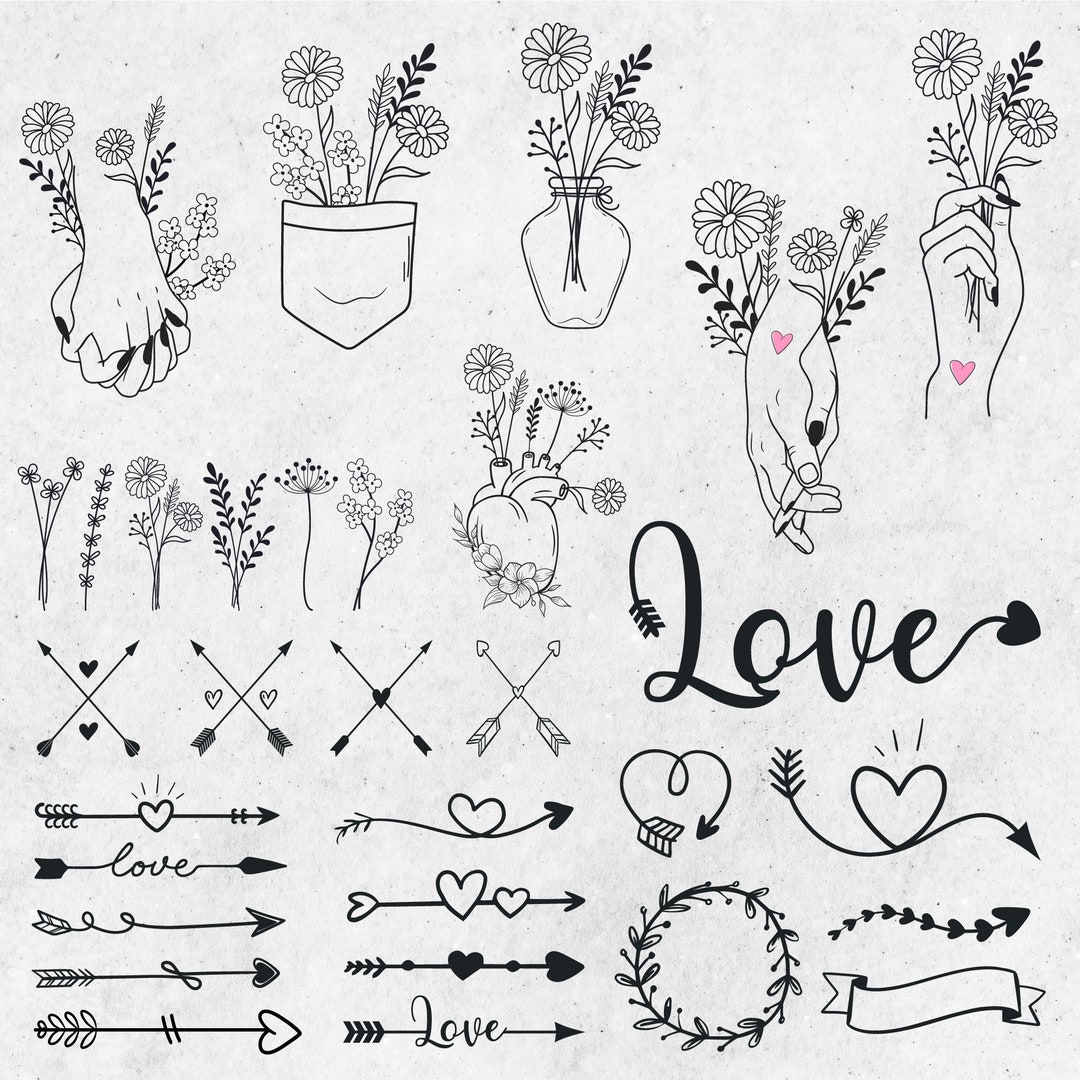 Heart Arrows Svg Bundle, Arrow Clipart, Love Arrow Svg, Ethnic Arrows ...