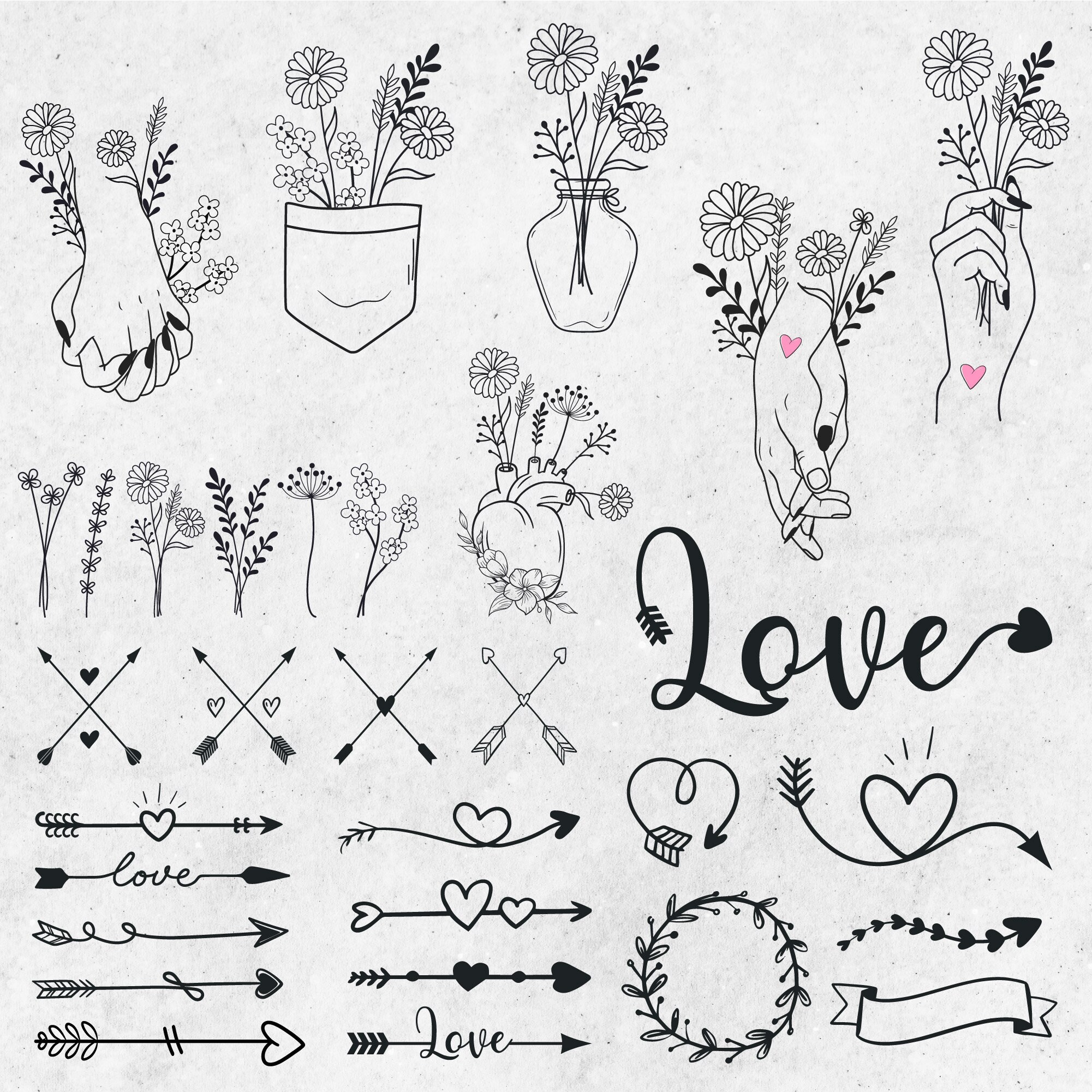 Heart Arrows Svg Bundle, Arrow Clipart, Love Arrow Svg, Ethnic Arrows ...