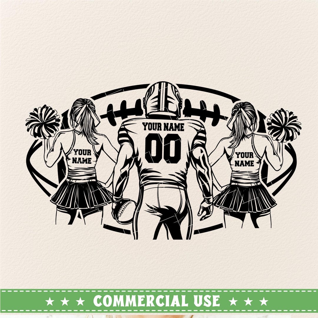 Two Football Player Svg Png Dxf, Cheerleader Svg, Football Player Svg ...