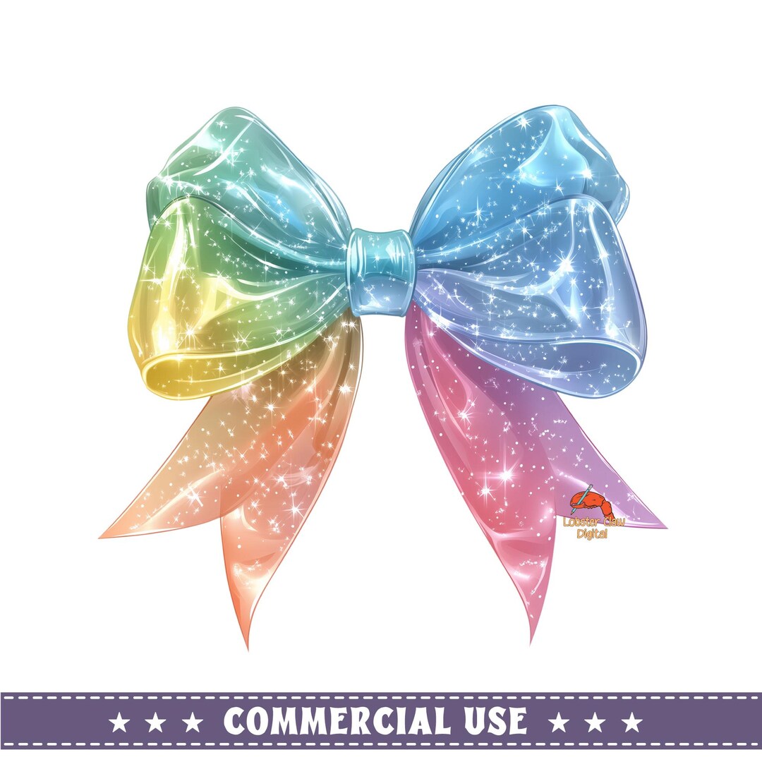 Holographic Bow Png, Iridescent Shiny Bow Png, Pastel Glitter Bow Png ...