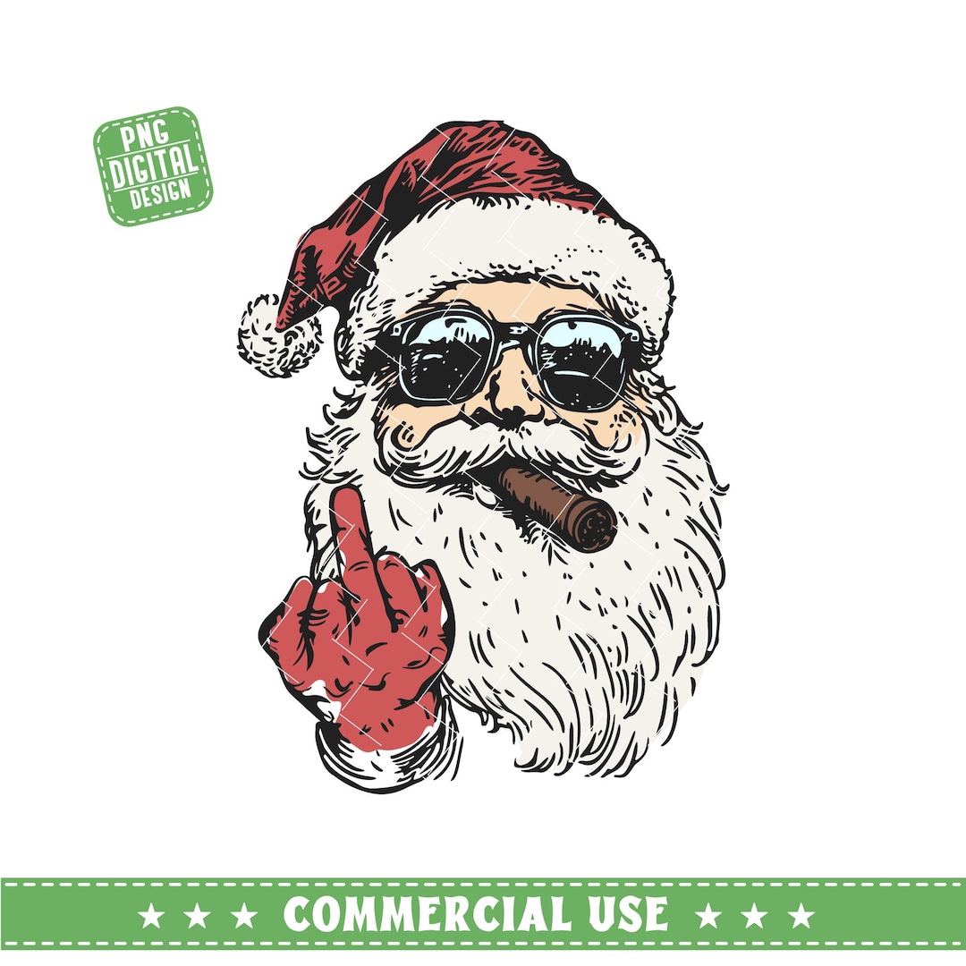 Funny Santa Claus Png, Merry Christmas Png, Santa Smokes Png, Retro ...