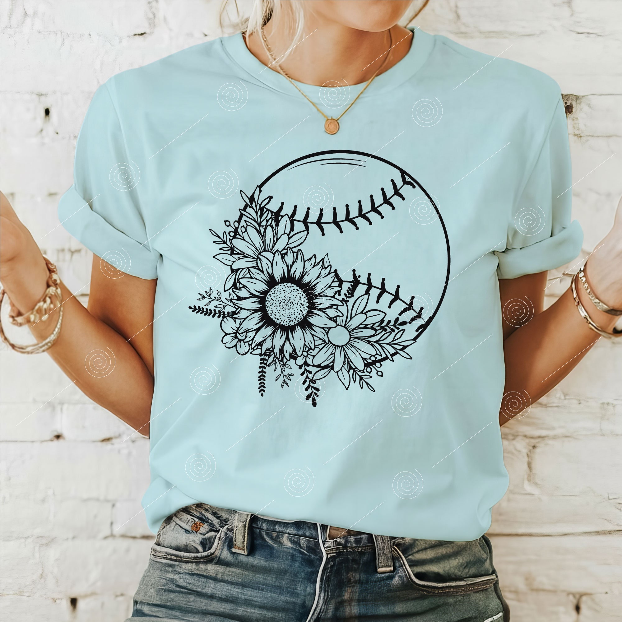 Baseball SVG Ball With Flowers, Floral Baseball Png, Silhouette ...
