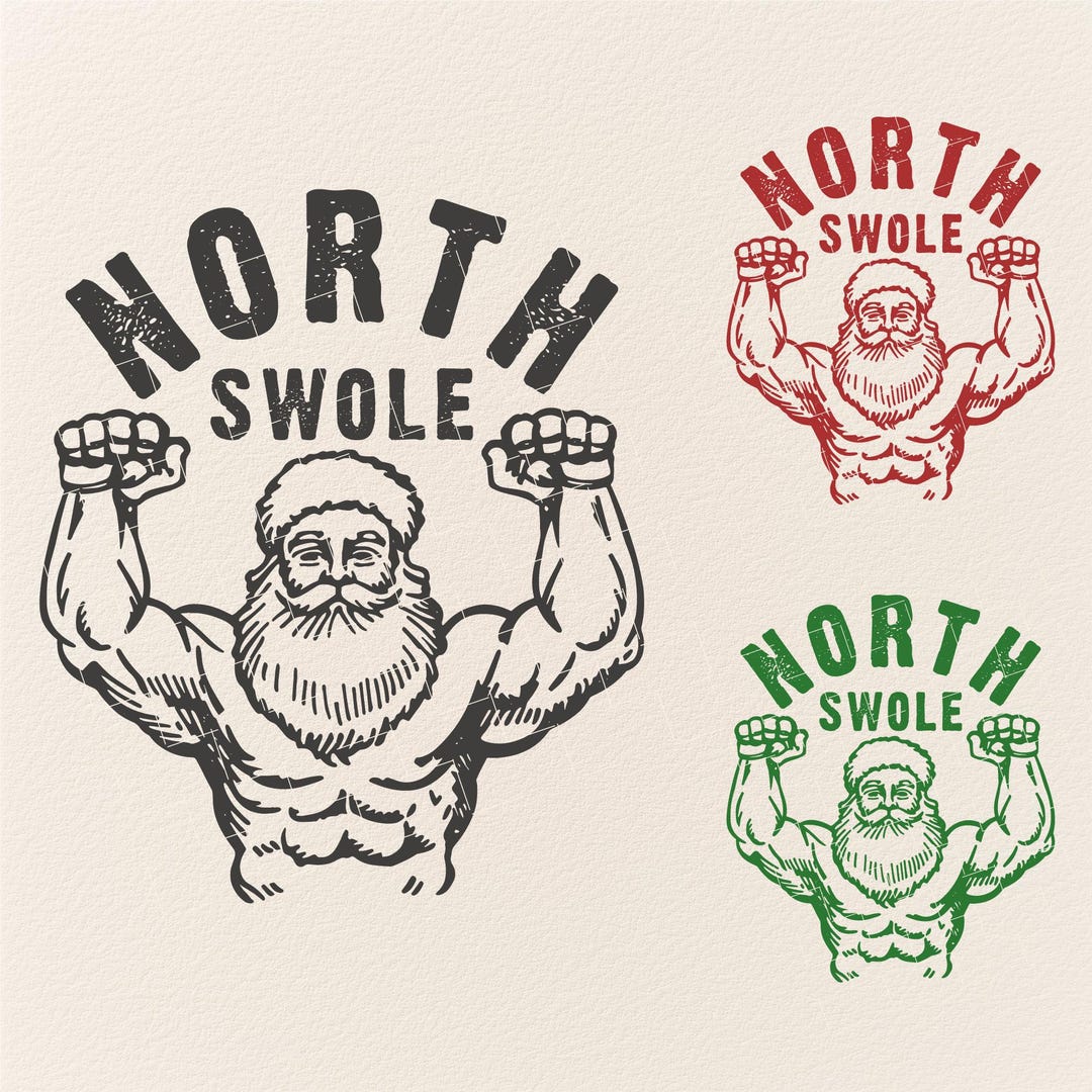 Santa Claus North Swole Svg Png, Merry Fitmas Svg, Muscle Santa Pump ...