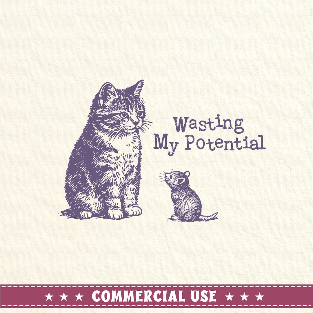 Wasting My Potential Svg Png, Funny Cat Svg, Cute Cat Svg, Meme Design ...