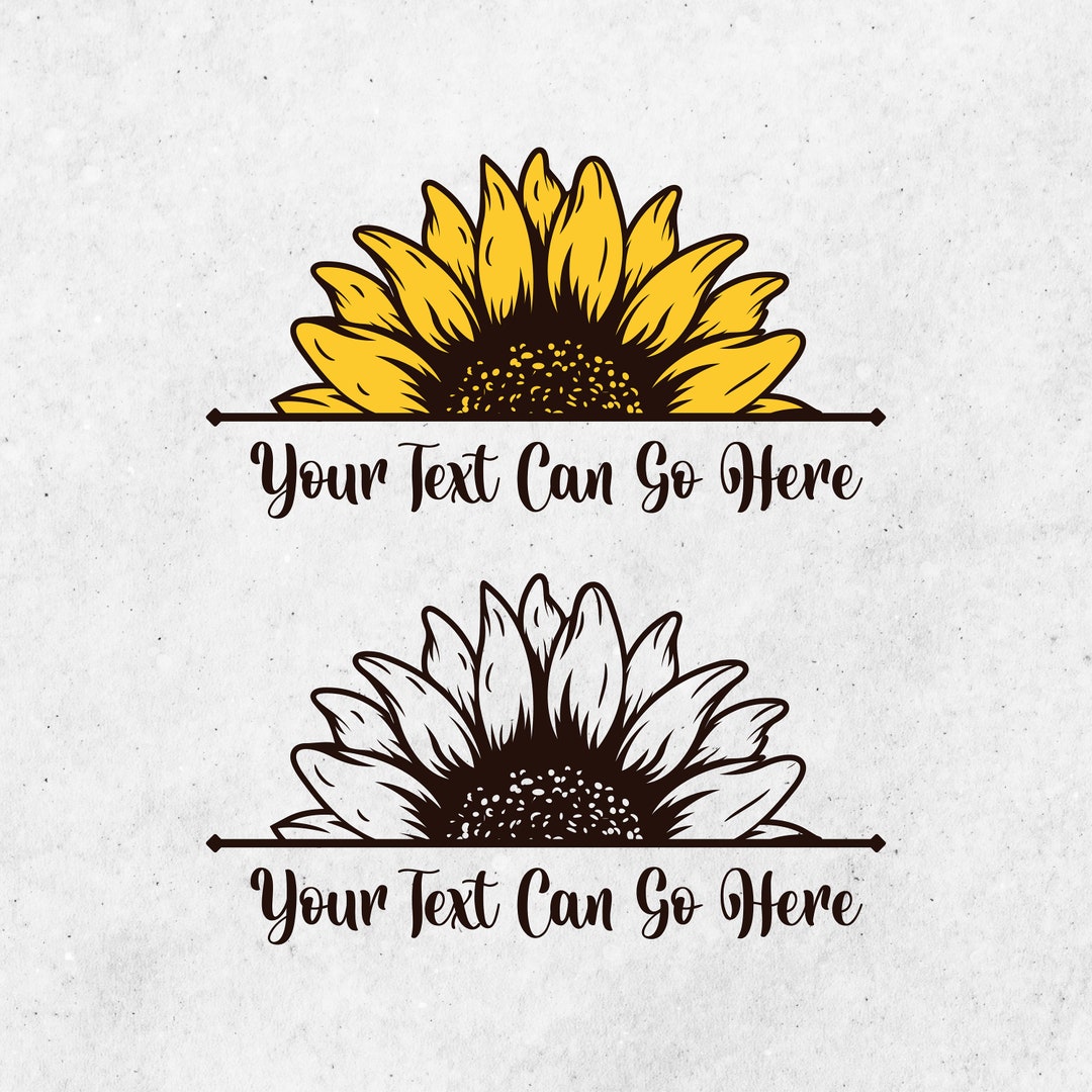 Half Sunflower SVG PNG, Sunflower Border Design, Split Sunflower Vector ...