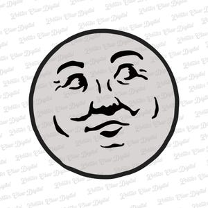 Moon Face Svg, Moon Svg, Moon Png, Vintage Halloween, Moon Face ...
