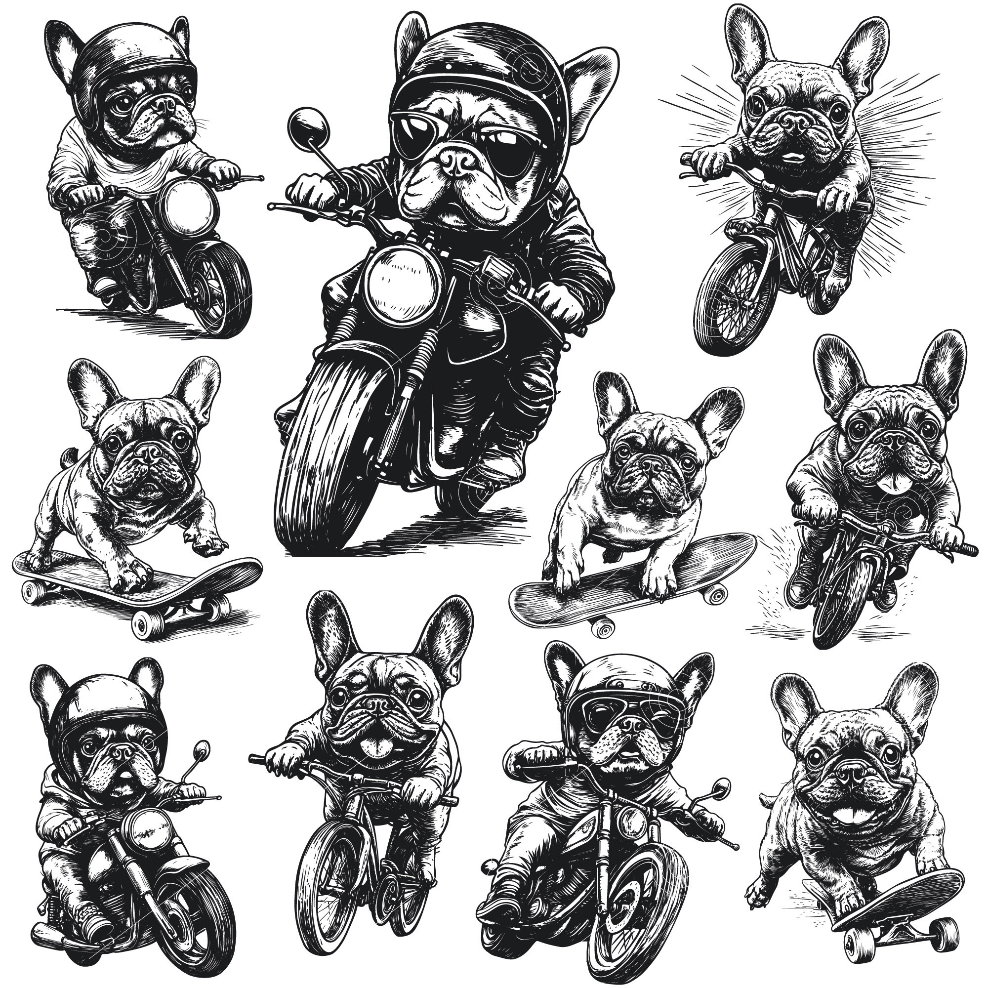 French Bulldog Motorcycle Svg, French Bulldog Bicycle Svg, French ...