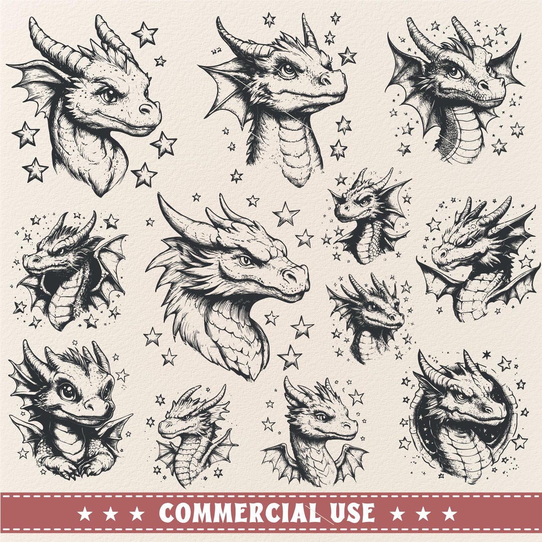Mythical Dragon Svg Png Bundle, Dragon Svg, Vinatge Dragon Svg, Dragon ...
