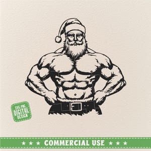 Bodybuilder Santa Claus Svg Png Bundle, Santa Muscles Svg, Christmas ...