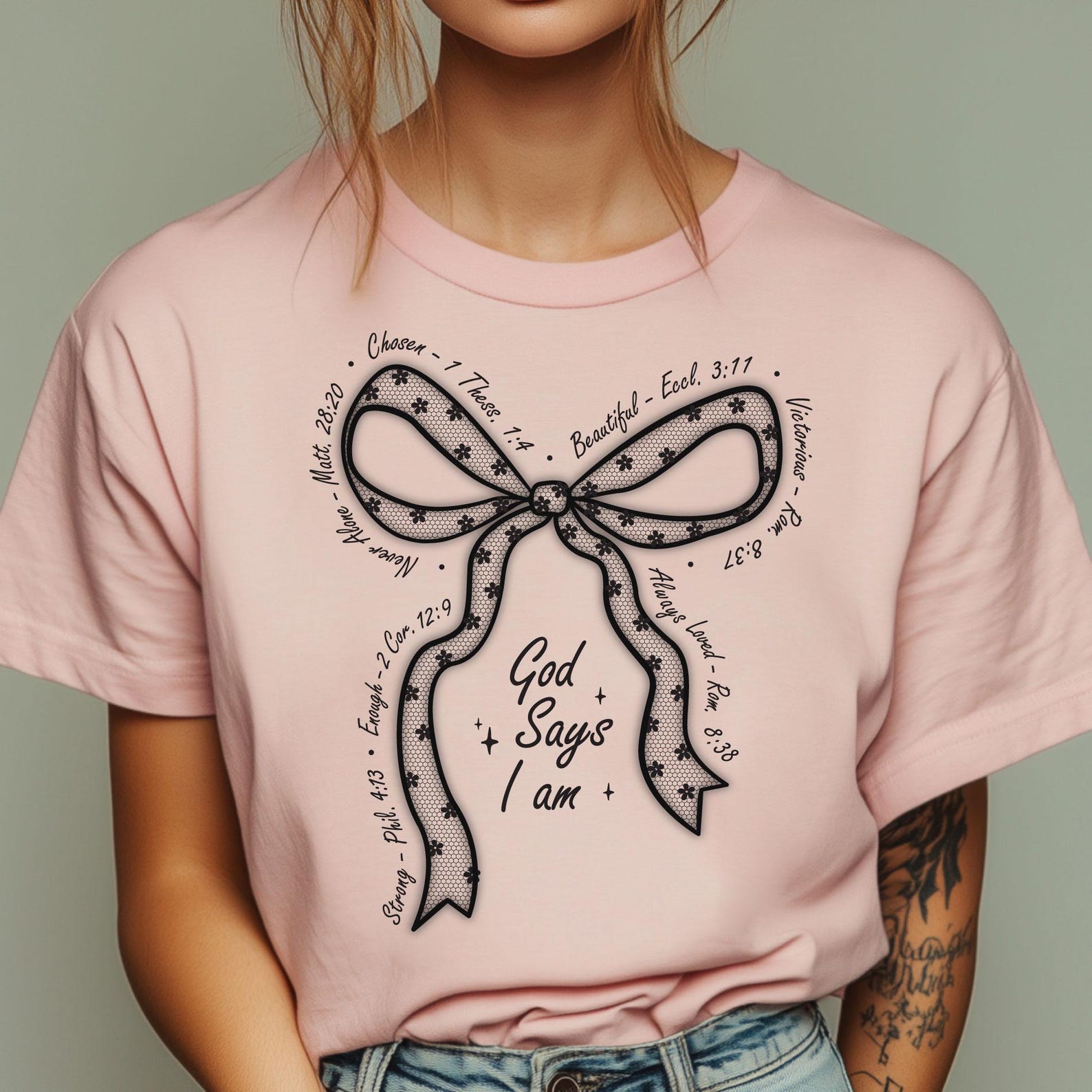 God Says I Am Lace Coquette Png, Christian Png, Inspirational Quotes ...
