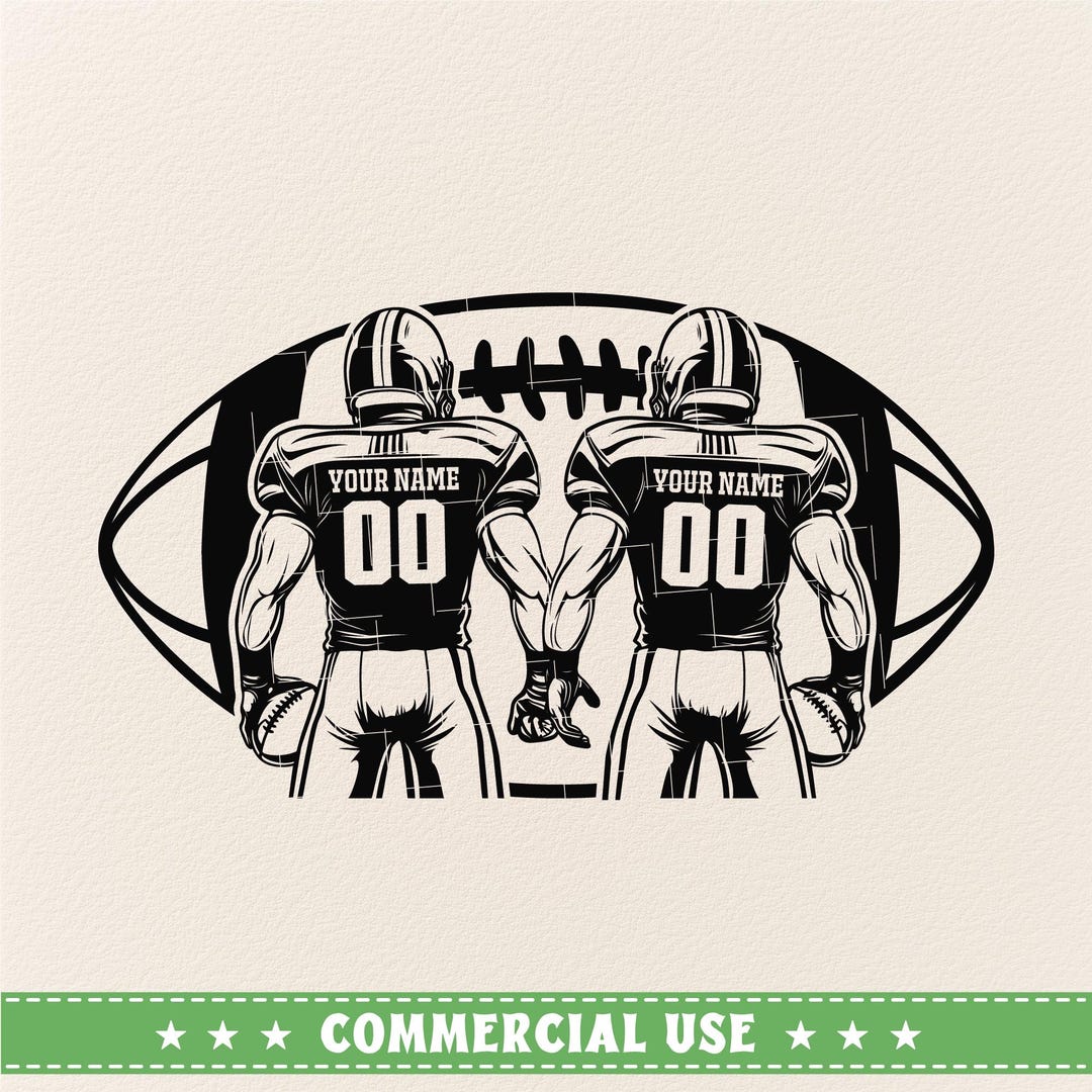 Custom Football Player Svg Png Dxf , Two Football Player Svg ...