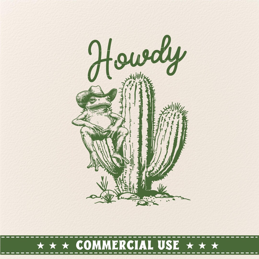 Funny Cowboy Frog SVG PNG, Howdy Frog Svg, Vintage Cowboy Frog Design ...