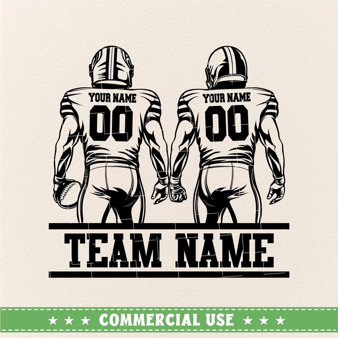 Custom Football Player Svg Png Dxf , Two Football Player Svg ...