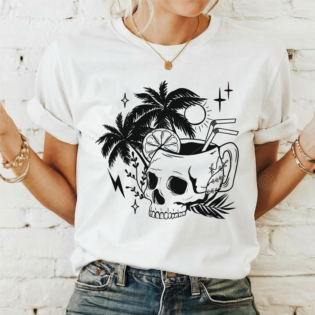Summer Skull Svg Png, Tropical Skull Svg, Beach Skeleton Svg, Skull Svg ...