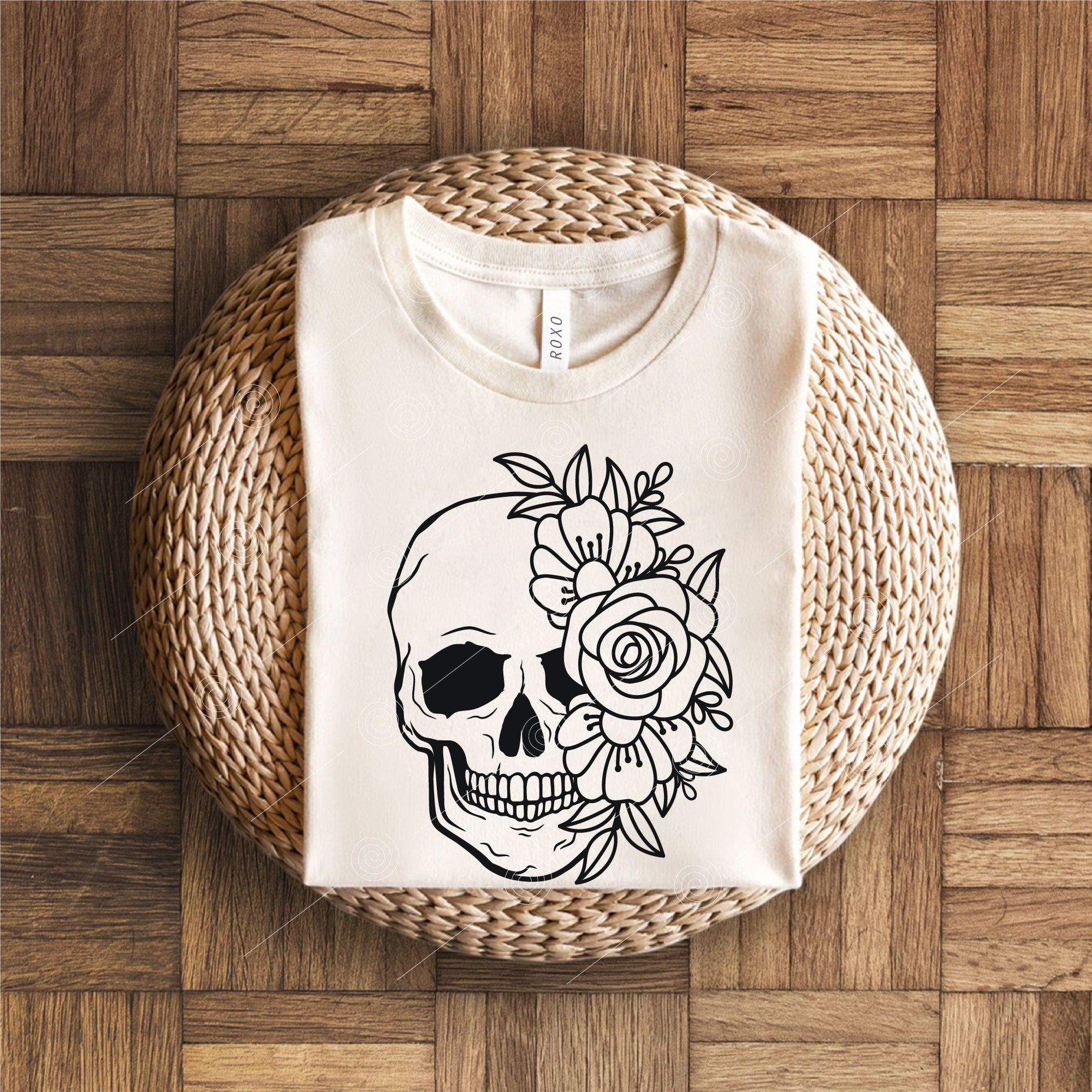 Skull Svg File, Floral Skull SVG PNG DXF, Skull Vector, Halloween ...