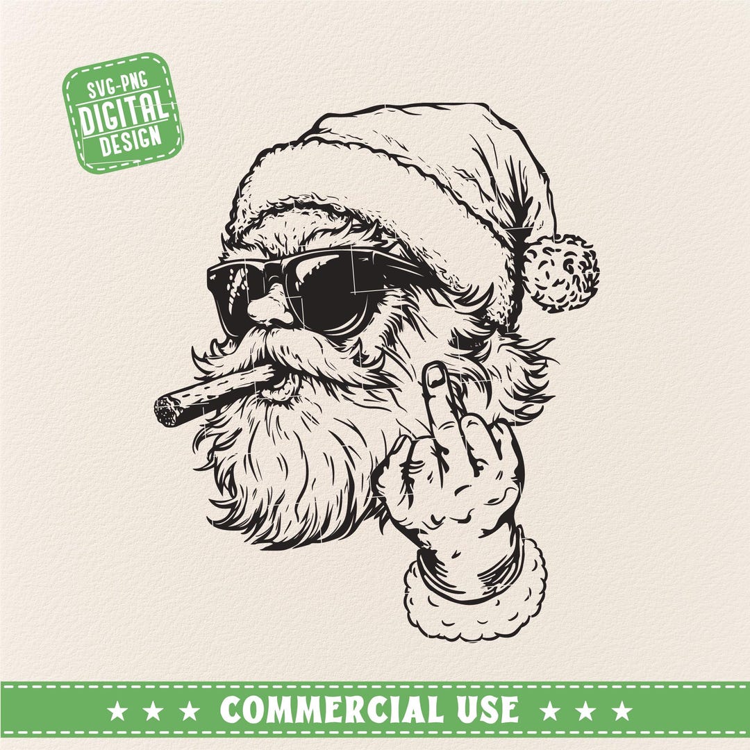 Retro Santa Claus Middle Finger Svg Png, Funny Santa Claus Svg, Merry ...