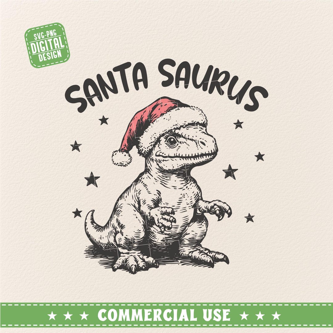 Christmas Dinosaur Svg Png, Santa Saurus Svg, Santa T-rex Svg, Dinosaur ...