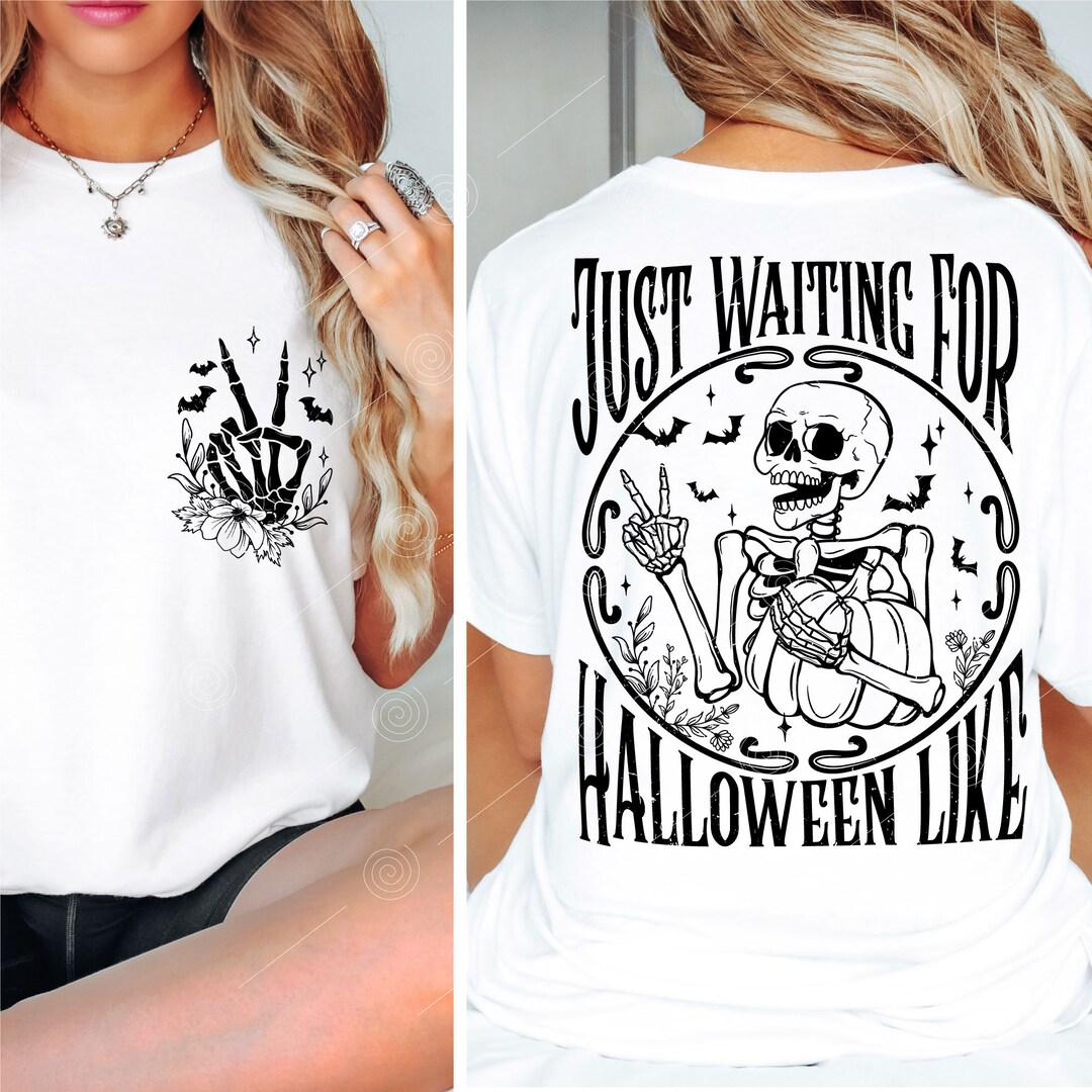 Just Waiting for Halloween Like Png, Funny Halloween Skeleton Png ...