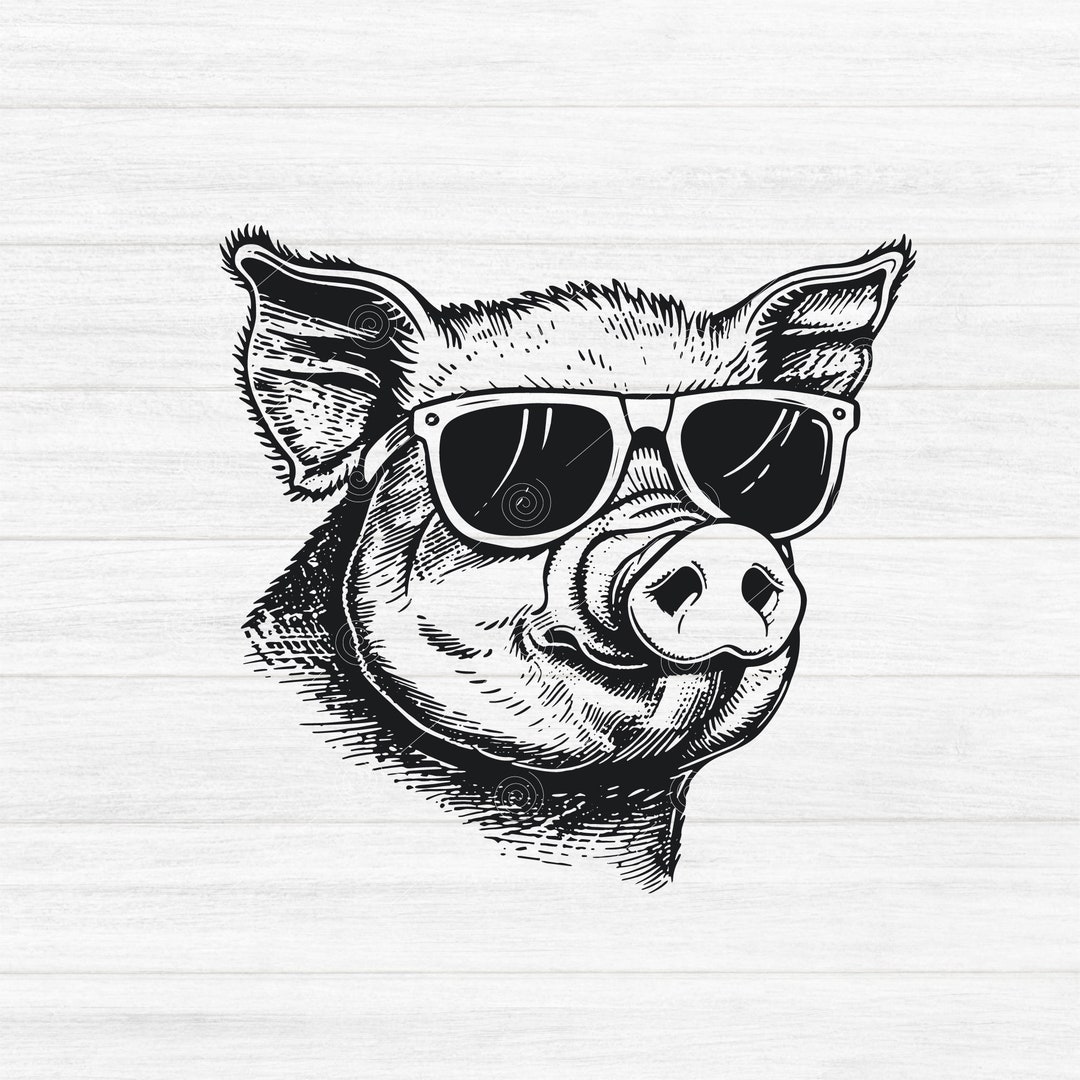 Pig Svg File, Pig With Glasses Svg, Pig Cut File, Animal Face, Cute Pig ...