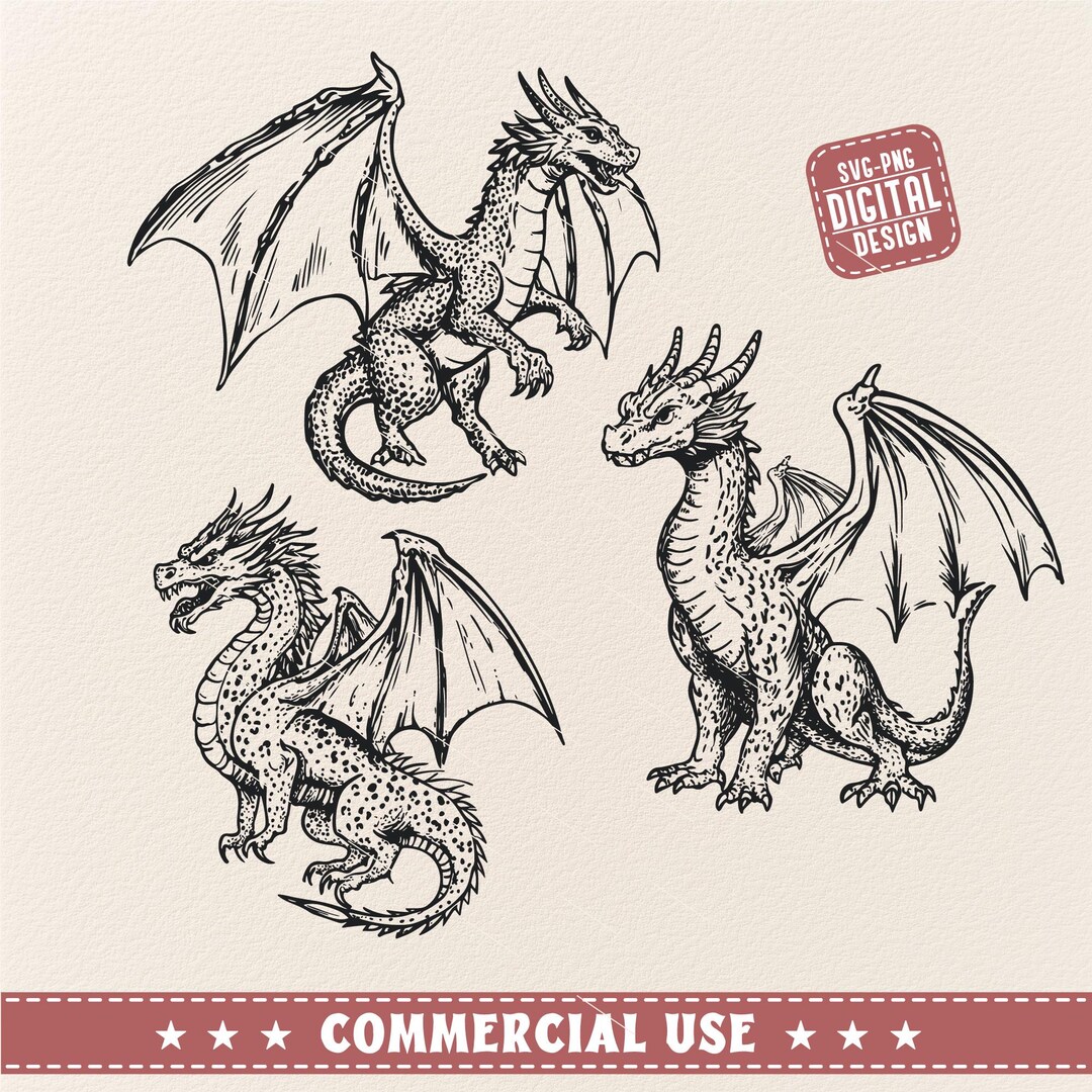 Leopard Spotted Dragon Svg Png, Dragon Svg, Vinatge Dragon Svg, Dragon ...