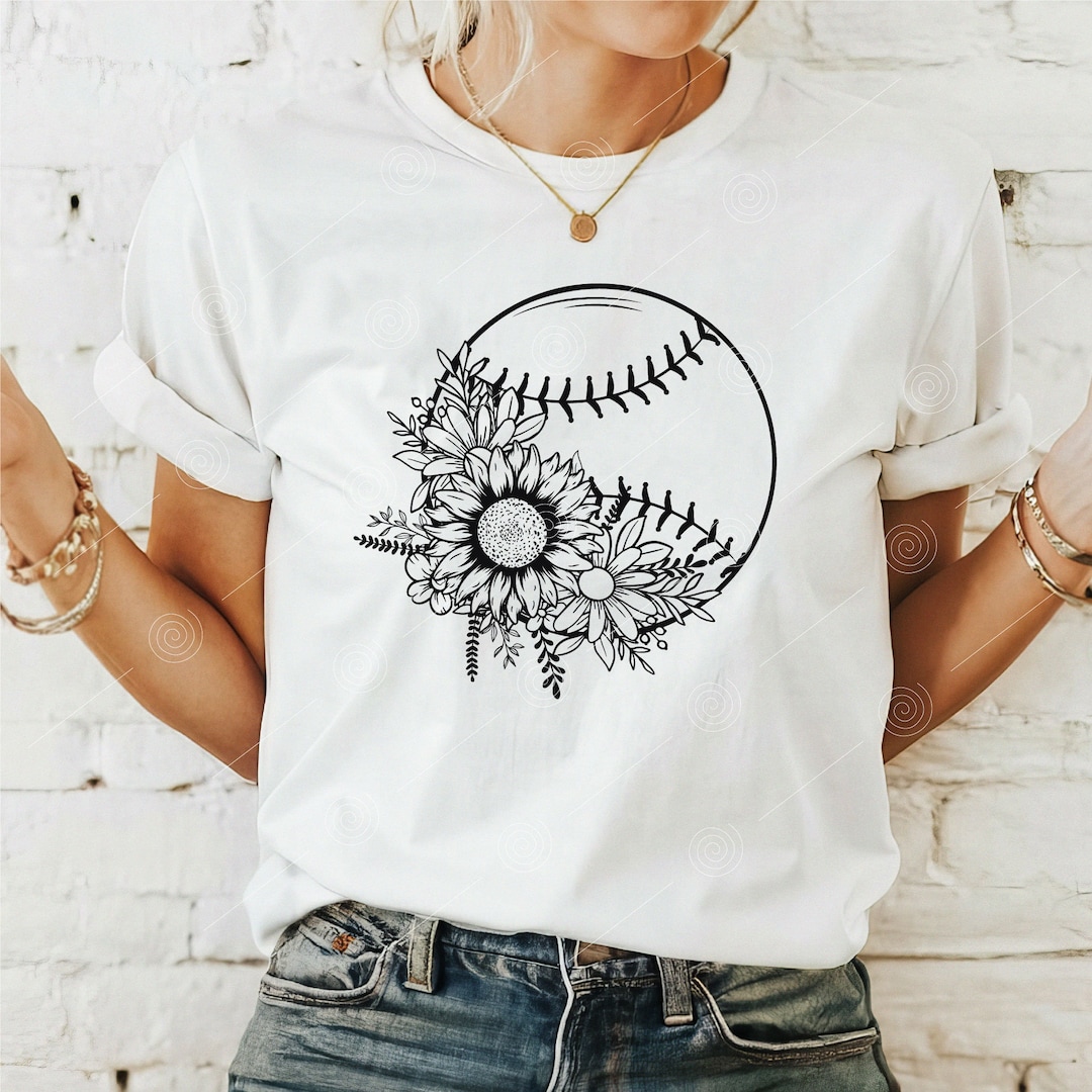 Baseball SVG Ball With Flowers, Floral Baseball Png, Silhouette ...