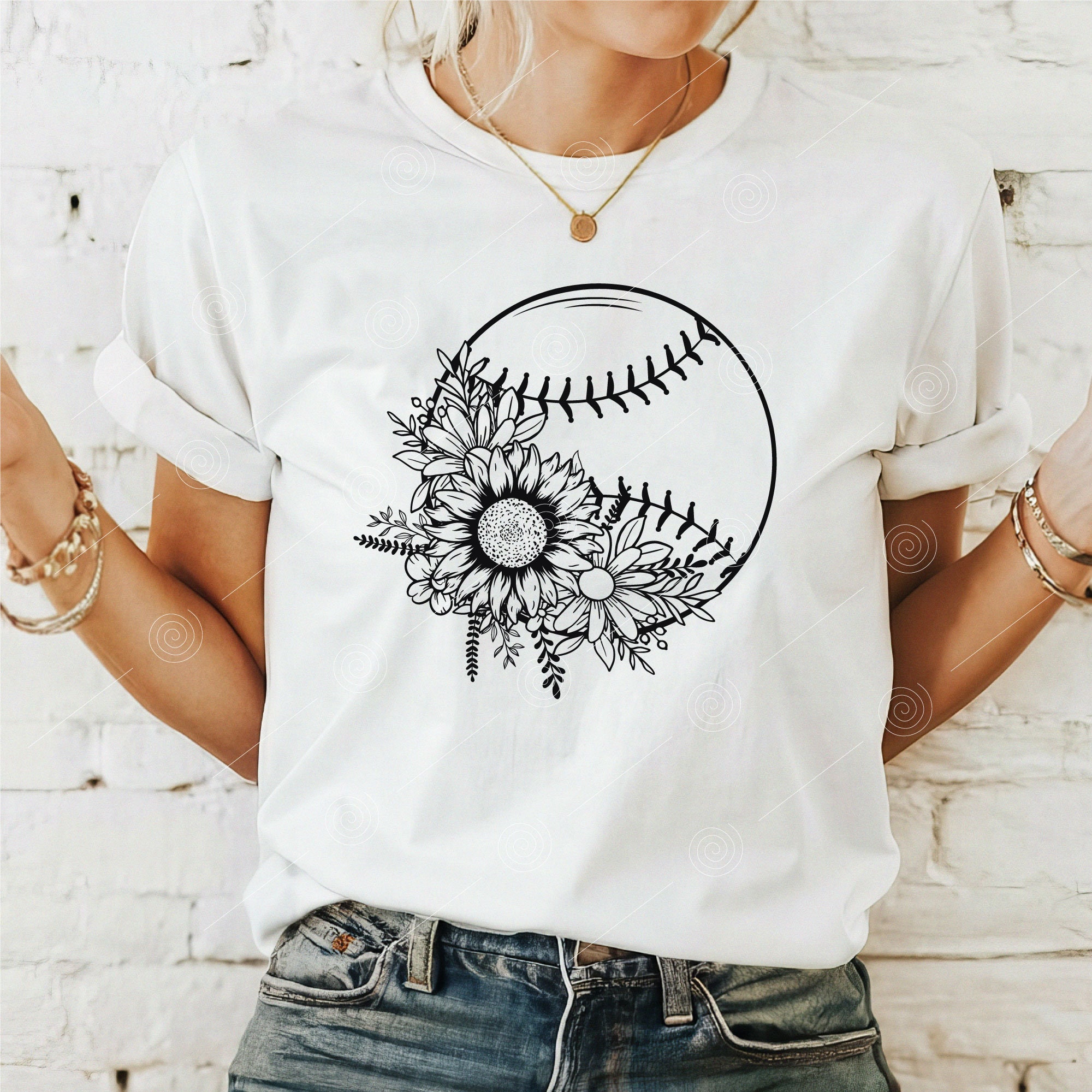 Baseball SVG Ball With Flowers, Floral Baseball Png, Silhouette ...