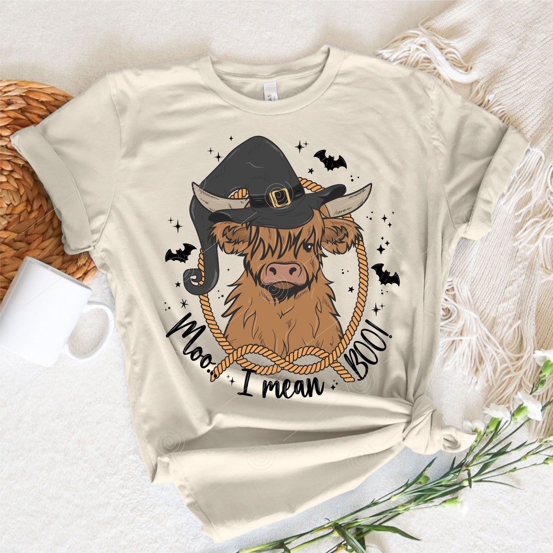 Halloween Highland Longhorn Cow PNG, Moo Png, Mean BOO Png, Cute Cow ...