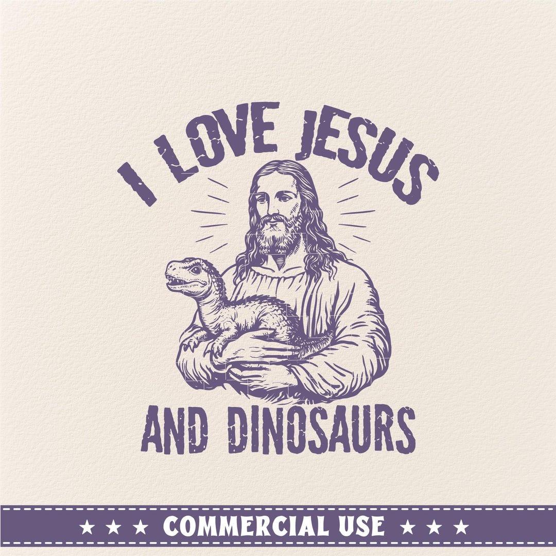 I Love Jesus and Dinosaurs SVG PNG, Dinosaur Svg, Funny Jesus Svg ...