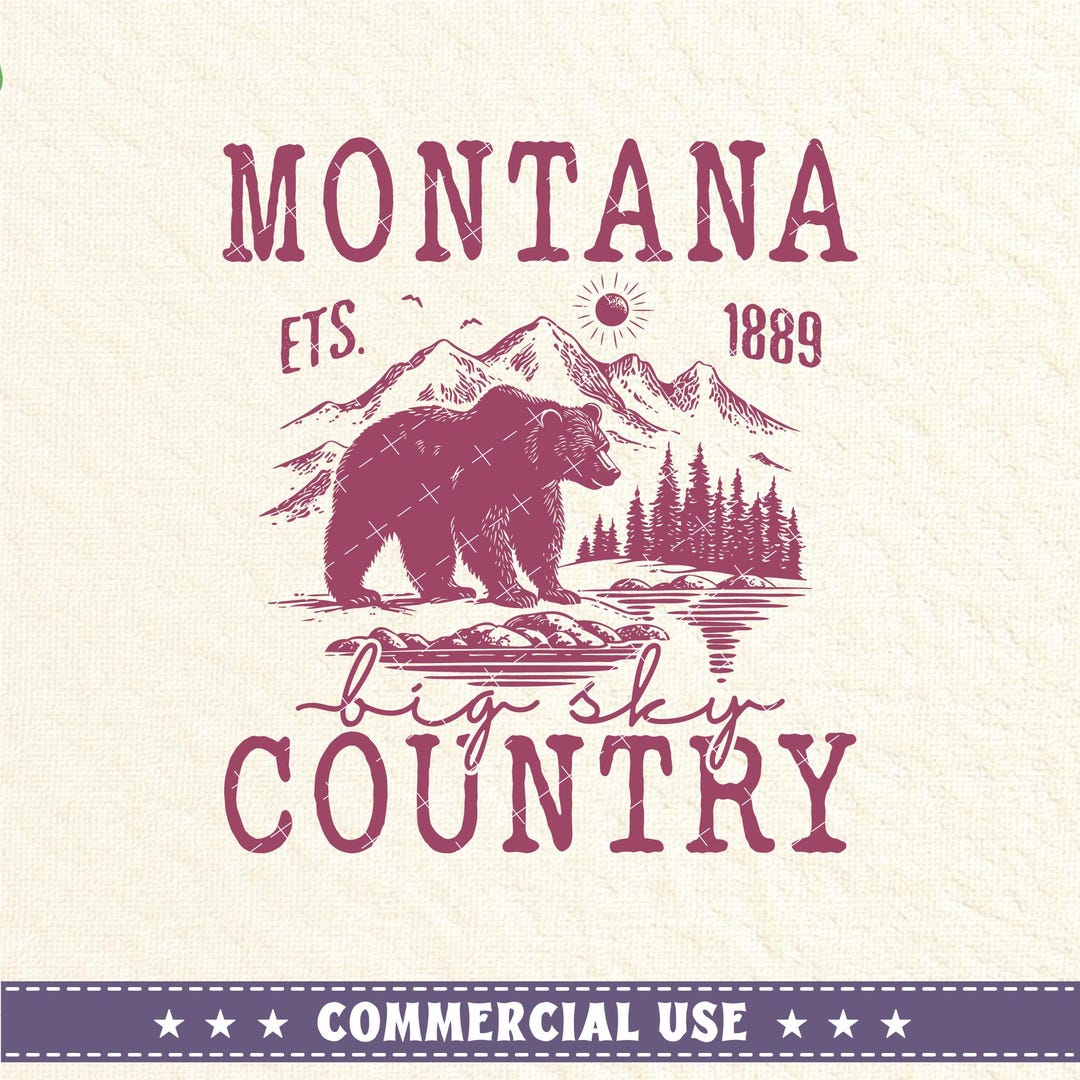 Montana Grizzly Bear SVG PNG, Montana Big Sky Country Svg, Montana ...