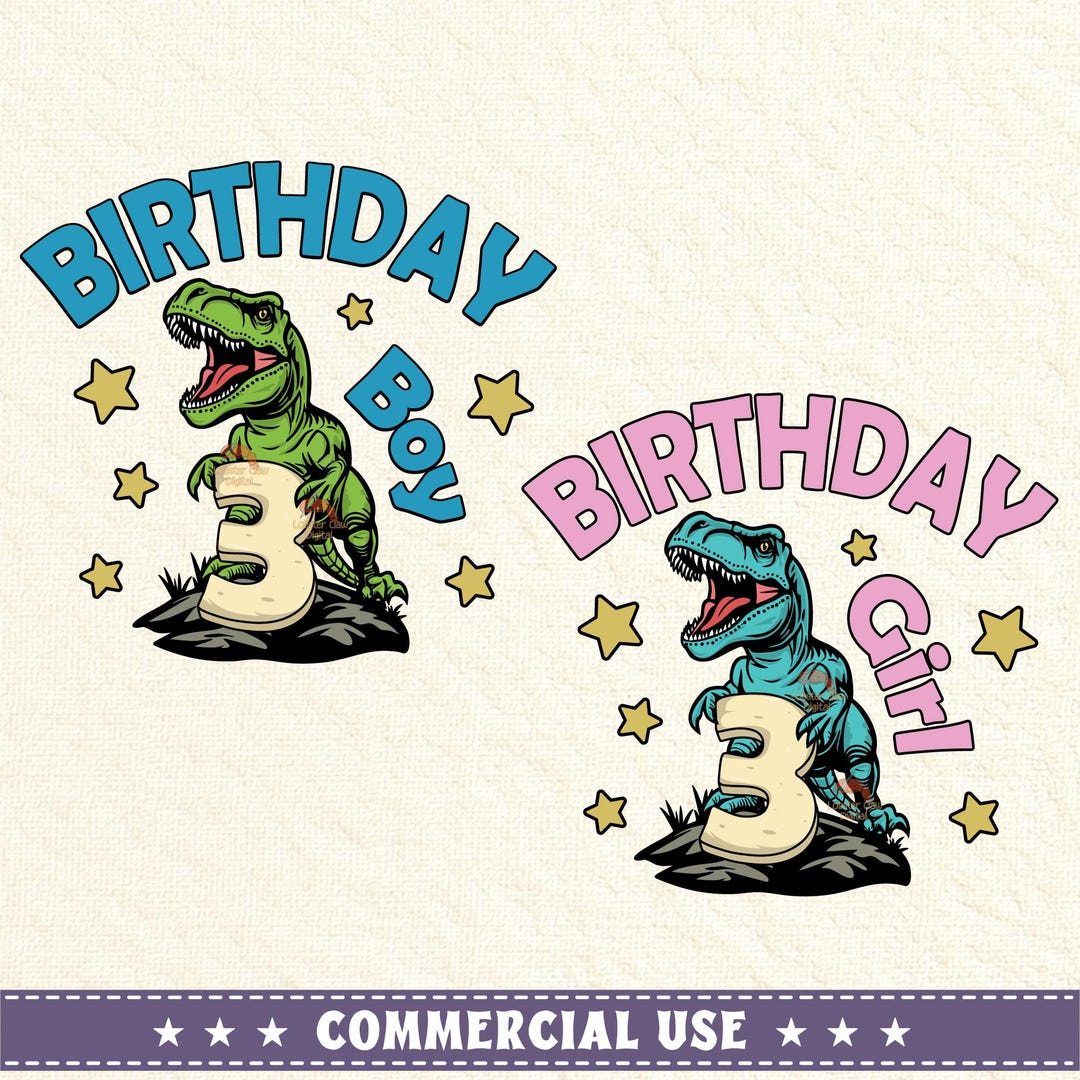 Birthday Boy T-rex Png, Birthday Girl T-rex Png, Birthday Dinosaur Png ...