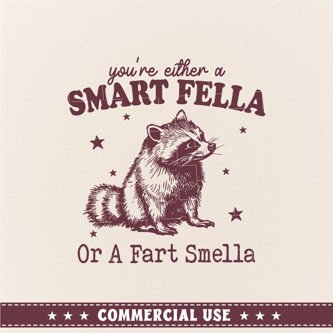 You're Either A Smart Fella or A Fart Smella, Funny Raccoon Svg, Funny ...