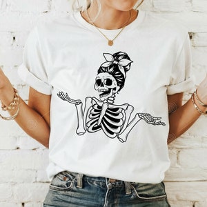 Messy Bun Skeleton SVG PNG Bundle, Skeleton Clipart Bundle, Momlife Svg ...