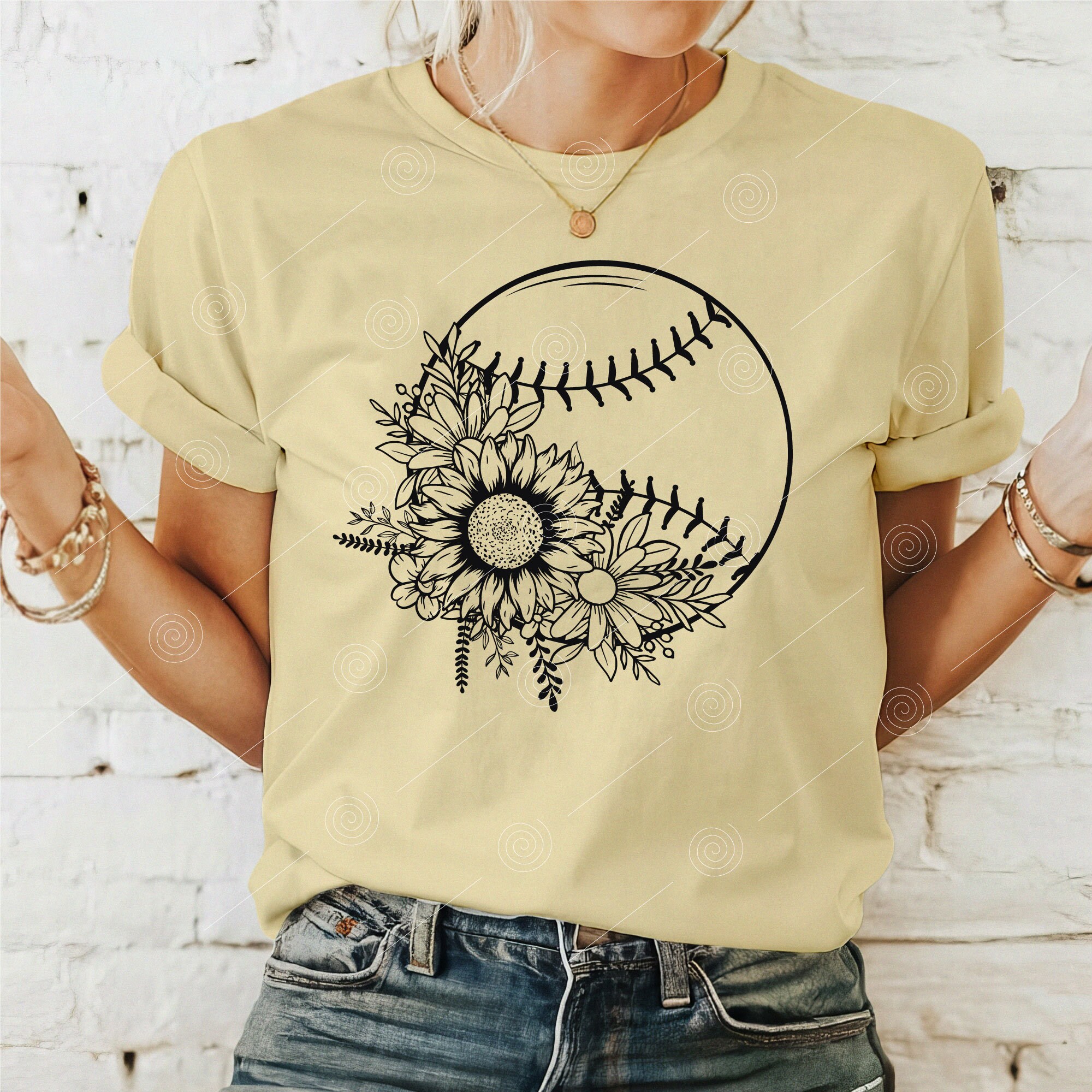 Baseball SVG Ball With Flowers, Floral Baseball Png, Silhouette ...