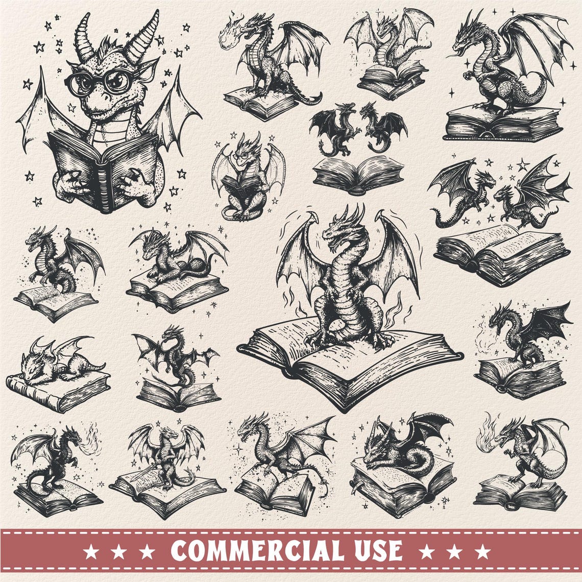 Book Dragon SVG PNG Bundle, Dragon Svg, Dragon Flying Svg, Dragon ...