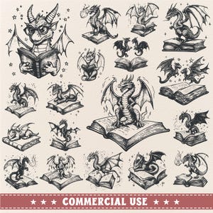 Book Dragon SVG PNG Bundle, Dragon Svg, Dragon Flying Svg, Dragon ...