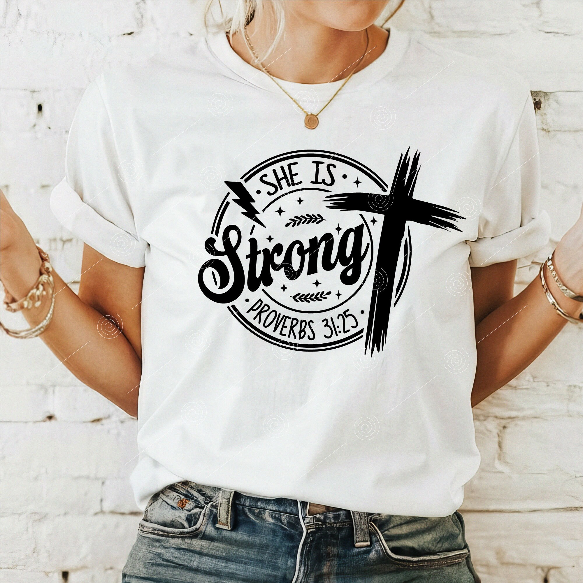 She is Strong SVG PNG DXF, Religious Svg, Christian Svg, Scripture Svg ...