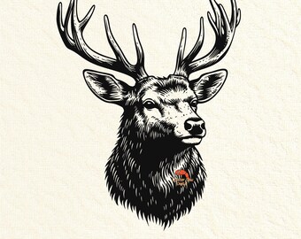 Detailed Deer Head Svg, Whitetail Deer SVG, Big Buck Digital Download ...