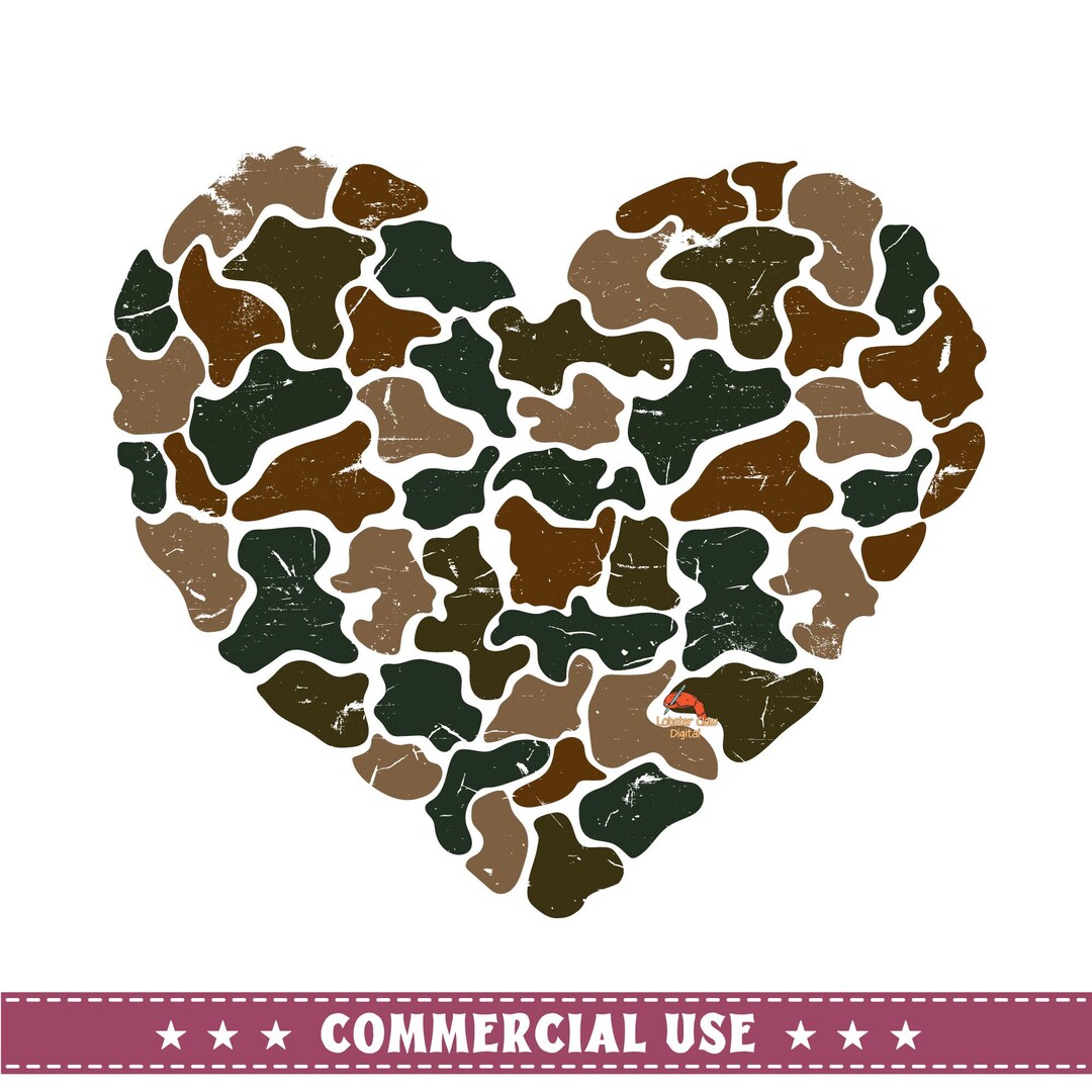 Camo Heart Png, Camouflage Heart Png, Camo Png, Distressed Camo Heart ...