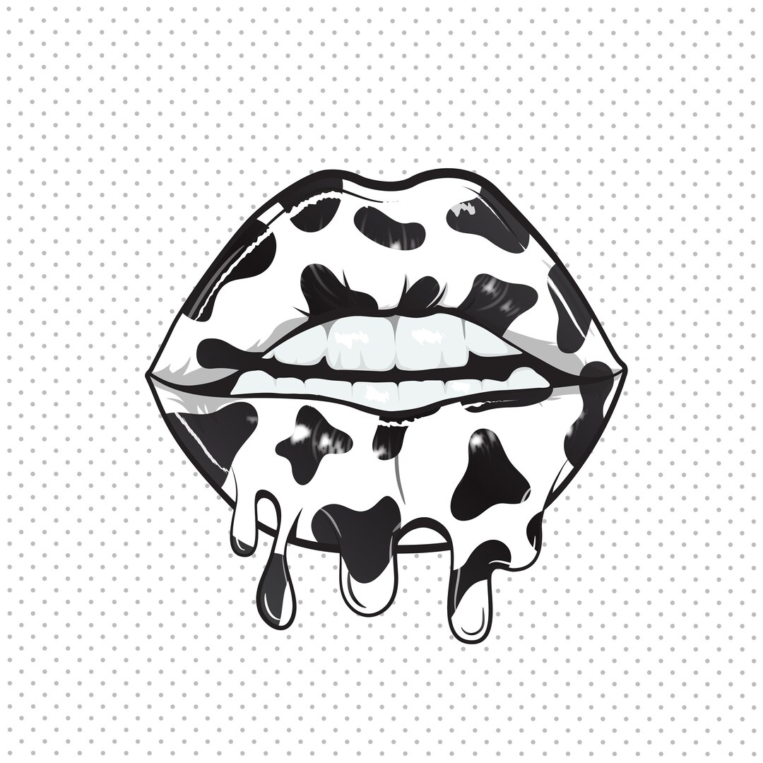 Cow Dripping Lips Png, Print and Cut Lips, Mottled Dripping Lips ...