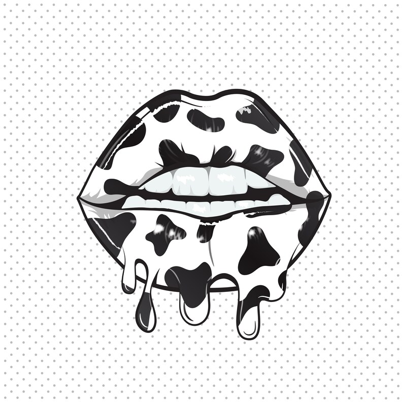 Cow Dripping Lips Png Print And Cut Lips Mottled Dripping Lips Biting Lips Lips Cow Pattern